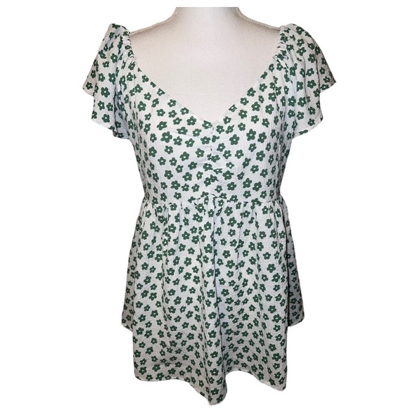 Staccato | Tops | Staccato Floral Print Baby Doll Top With Flutter ...